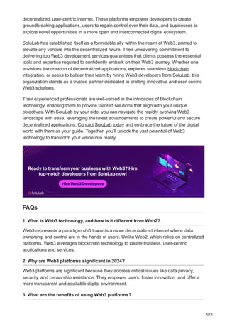 Top 10 Web3 Platforms of 2024 - SoluLab | PDF | Web Development | Internet