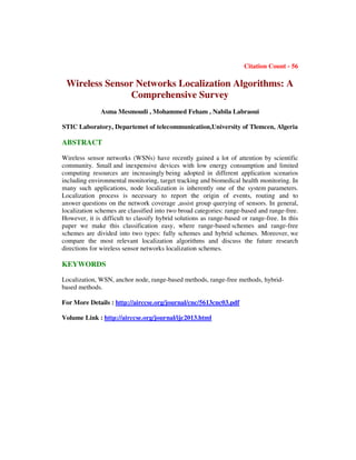 TOP 10 WIRELESS SENSOR NETWORKS PAPERS: RECOMMENDED READING – NETWORK RESEARCH | PDF