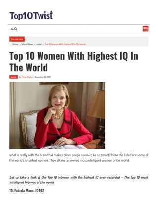 Top 10 women with highest iq in the world | PDF