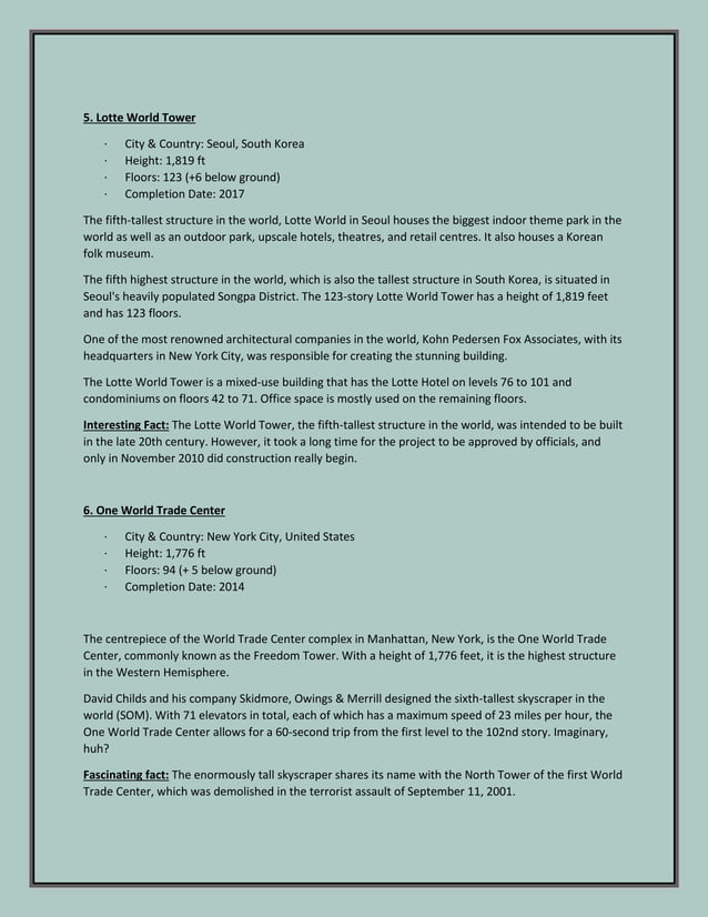 Top 10 World Tallest Buildings.pdf | Construction Industry | Industries