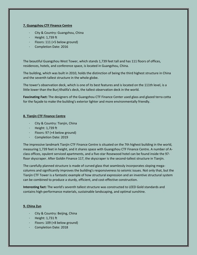 Top 10 World Tallest Buildings.pdf | Construction Industry | Industries