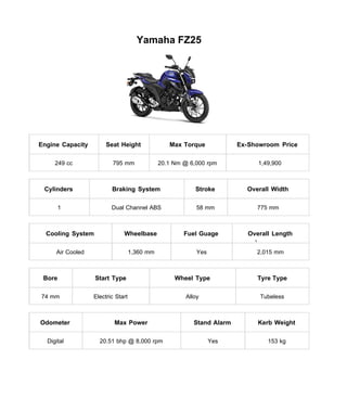 Top 10 Yamaha Bikes Price List In India | PDF