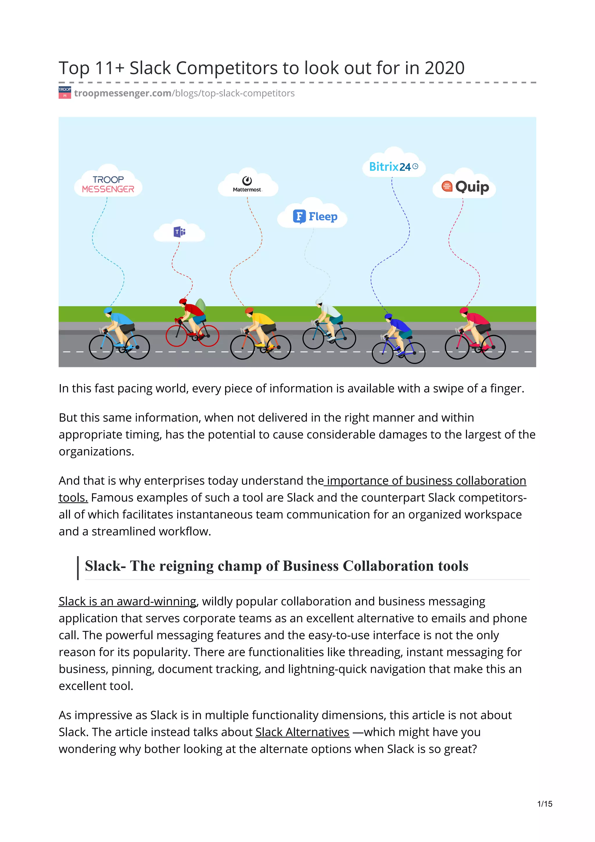 Top 11 slack competitors to look out for in 2020 (1) | PDF