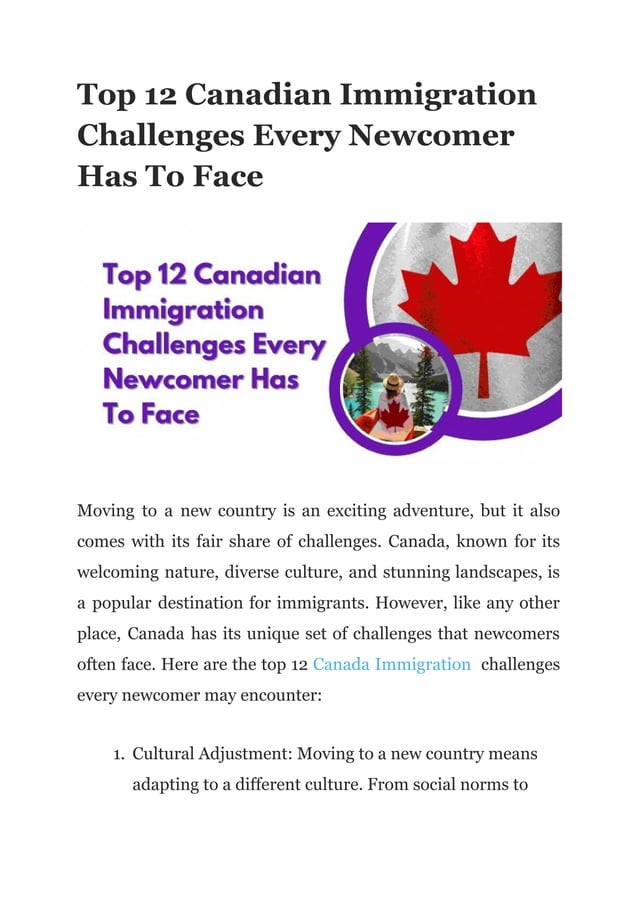 Top 12 Canadian Immigration Challenges Every Newcomer Has To Face.pdf