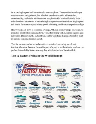 Top 12 Fastest Trains in the World and How Speed Quietly Rewired Human ...