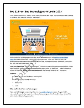 Top 12 Front End Technologies to Use In 2023.pdf