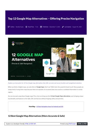 Top 12 Google Map Alternatives – Offering Precise Navigation | PDF