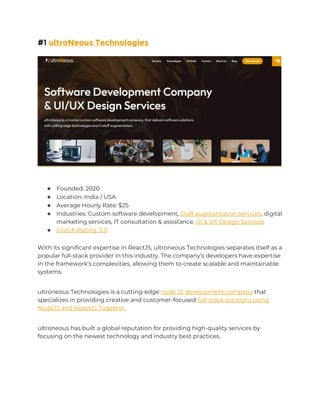 Top 12 ReactJS Development Companies in 2023.pdf | Web Development ...