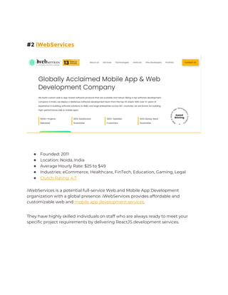 Top 12 ReactJS Development Companies in 2023.pdf | Web Development ...
