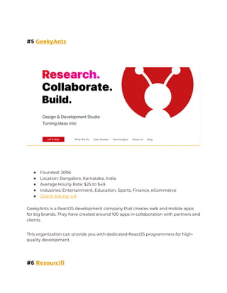 Top 12 ReactJS Development Companies in 2023.pdf | Web Development ...