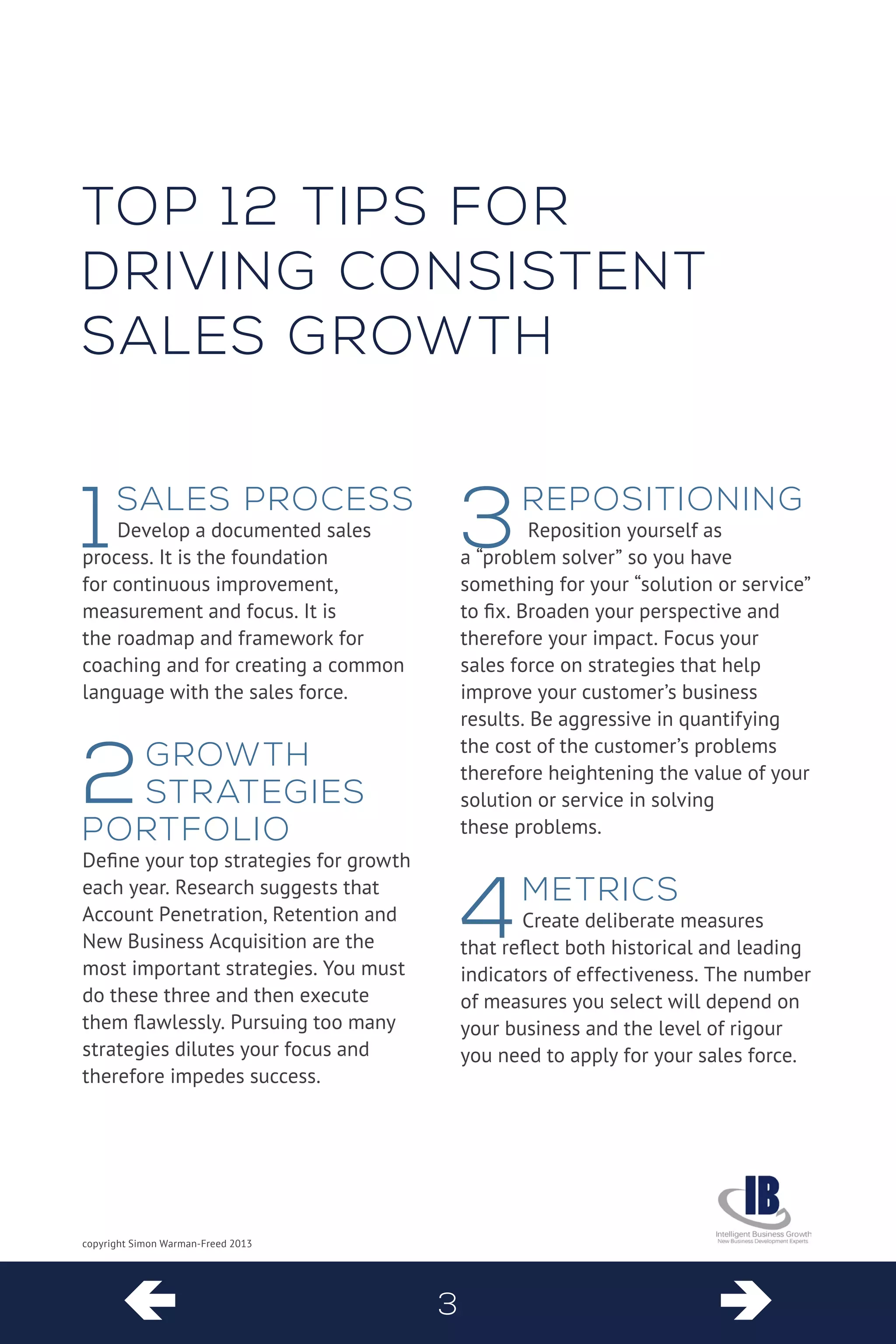 Top 12 tips for driving consistent sales growth | PDF