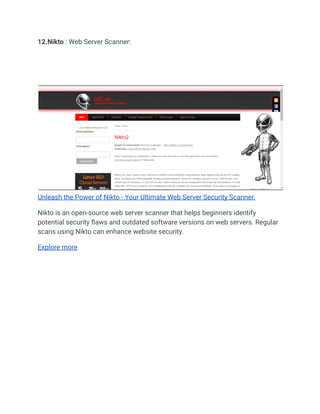 Top 13 hacking software for beginners.pdf | Computer Networking | Computing