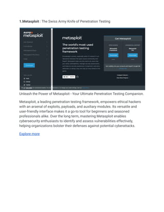Top 13 hacking software for beginners.pdf | Computer Networking | Computing