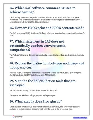 Top 140+ Advanced SAS Interview Questions and Answers.pdf | Databases ...