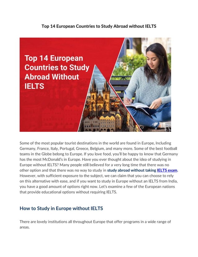 Top 14 European Countries for IELTS Free Study Abroad | PDF | Free Download