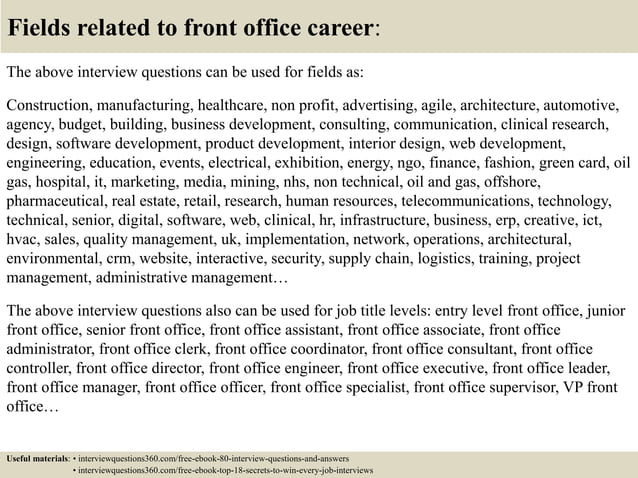 Top 14 front office interview tips | PPT