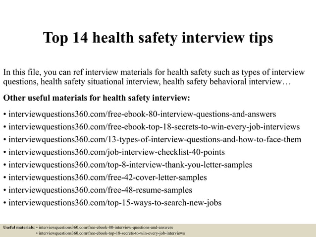 Top 14 health safety interview tips | PPT
