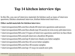 Top 14 kitchen interview tips | PPT