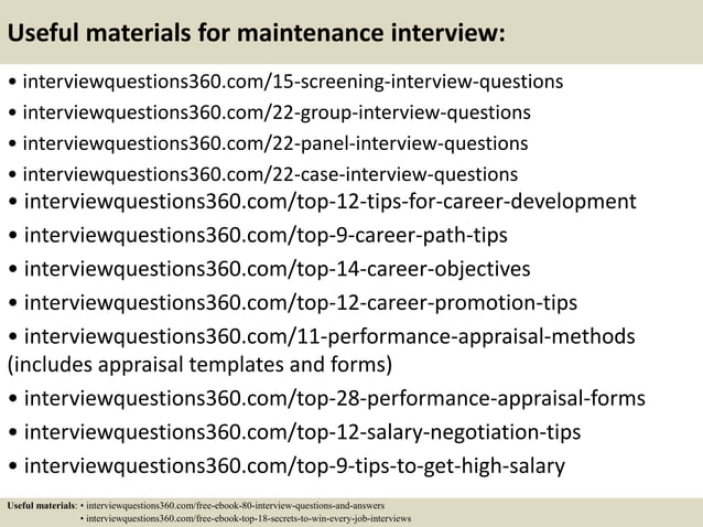 Top 14 maintenance interview tips | PPT