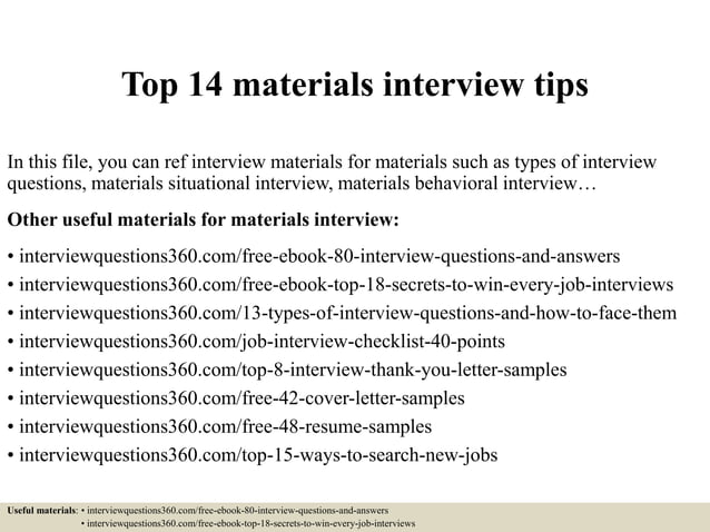 Top 14 materials interview tips | PPTX