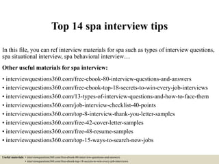 Top 14 spa interview tips | PPTX | Resume Writing and Advice | Job Search