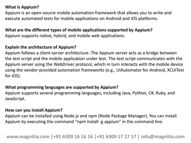 Top 15 Appium Interview Questions And Answers In 2023pptx Computer Software And Applications