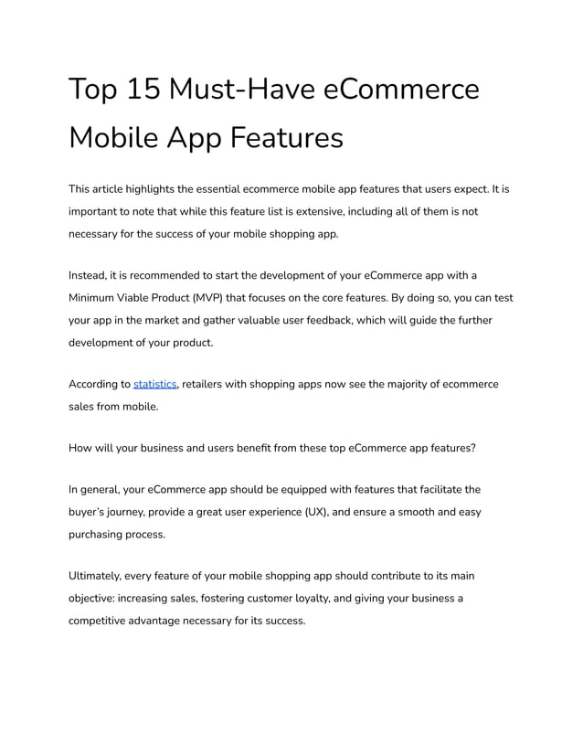 Top 15 Must Have Ecommerce Mobile App Features Pdf