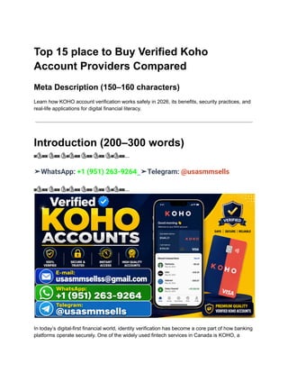 Top 15 place to Buy Verified Koho Account Providers Compared.pdf