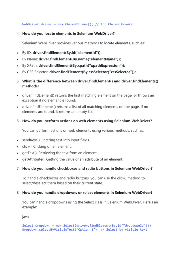 Top 15 Selenium Webdriver Interview Questions And Answers Pdf