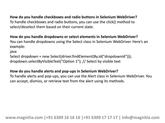 Top 15 Selenium Webdriver Interview Questions And Answers Pptx