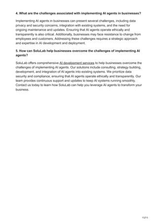 Top 15 Use Cases Of AI Agents - SoluLab | PDF