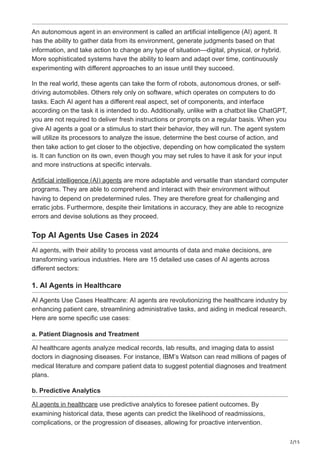 Top 15 Use Cases Of AI Agents - SoluLab | PDF
