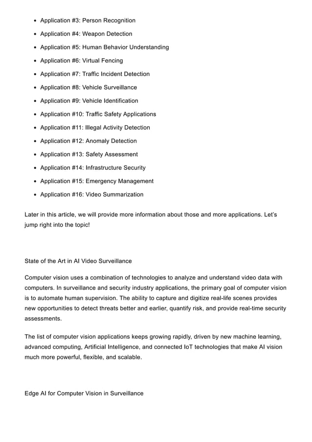 Top 16 Applications of Computer Vision in Video Surveillance and ...