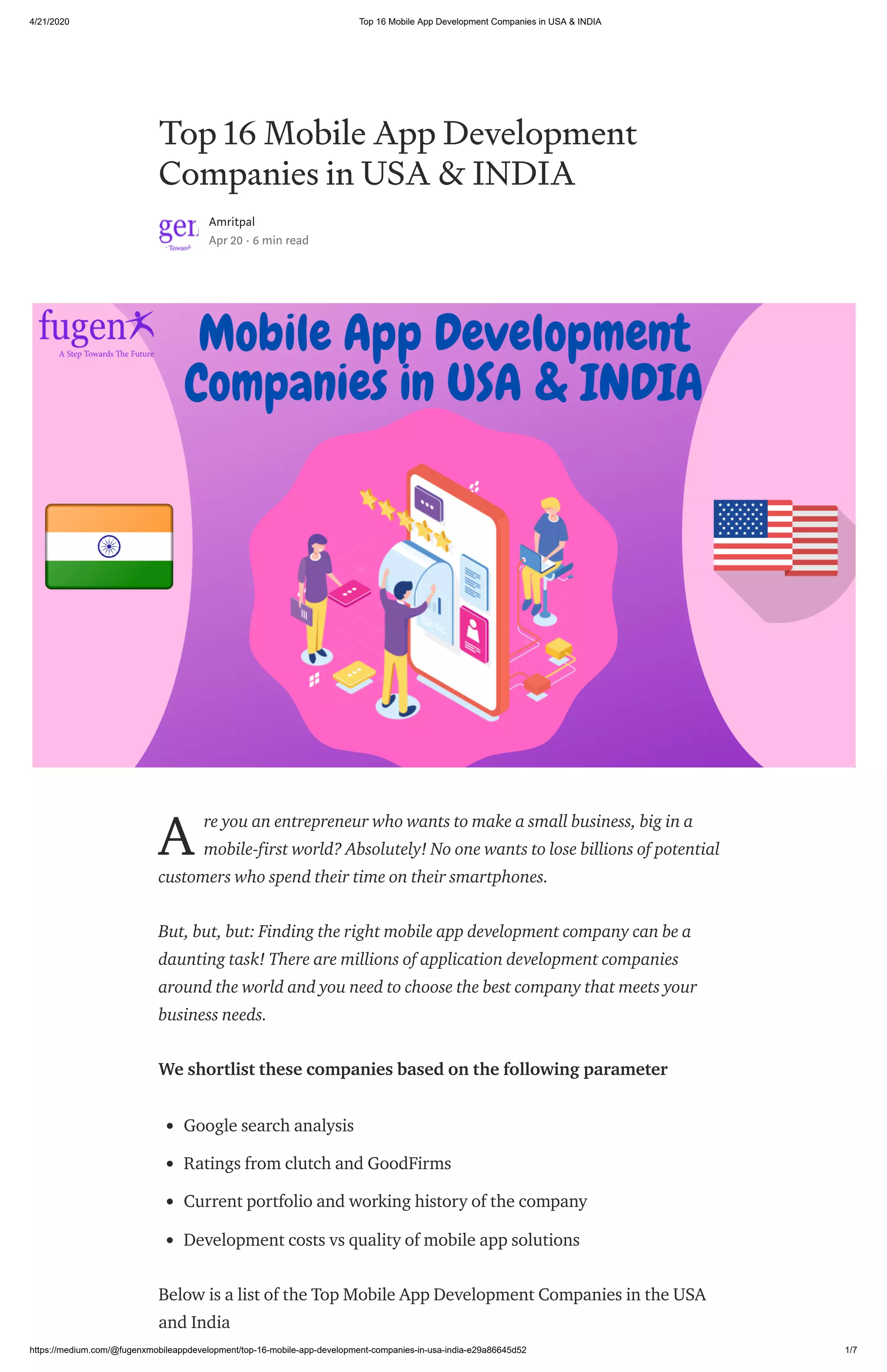 Top 16 Mobile App Development Companies In Usa And India Pdf