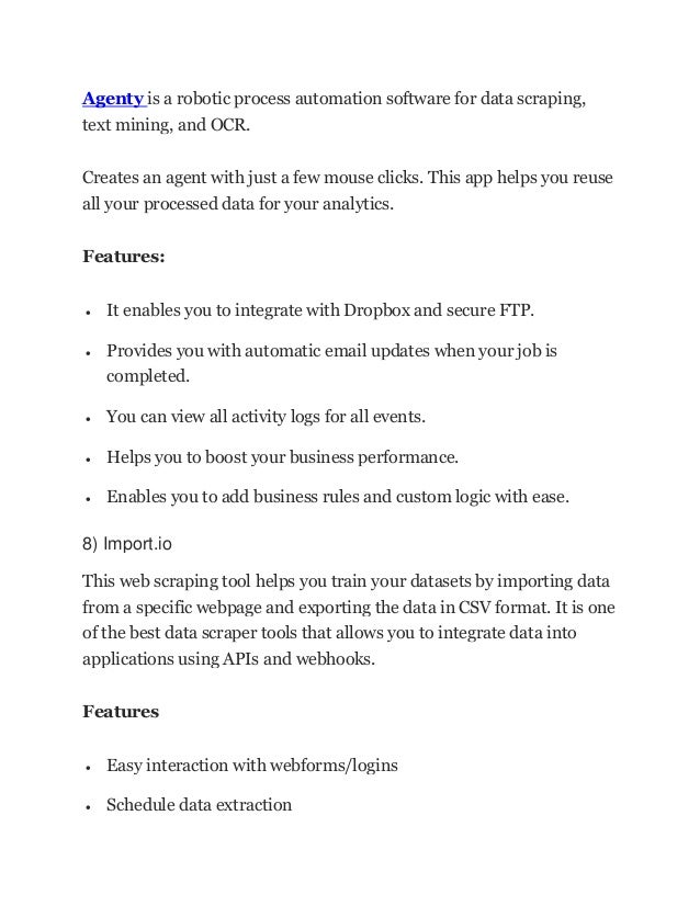Top 17 web scraping tools for data extraction in 2022 | PDF