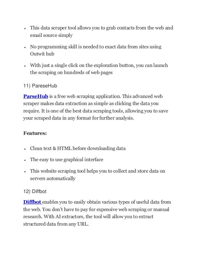 Top 17 web scraping tools for data extraction in 2022 | PDF