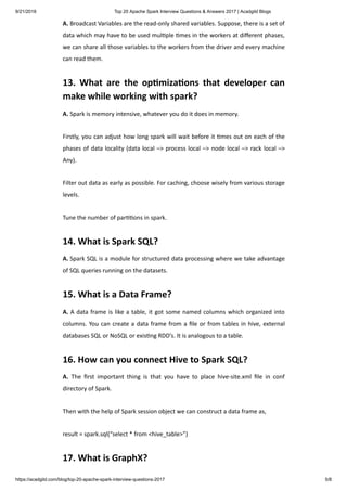 spark interview questions & answers acadgild blogs | PDF | Databases | Computer Software and ...
