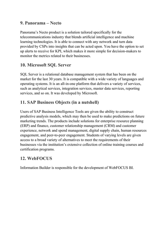 Top 20 Best Business Intelligence Tools Cio Women Magazine Pdf