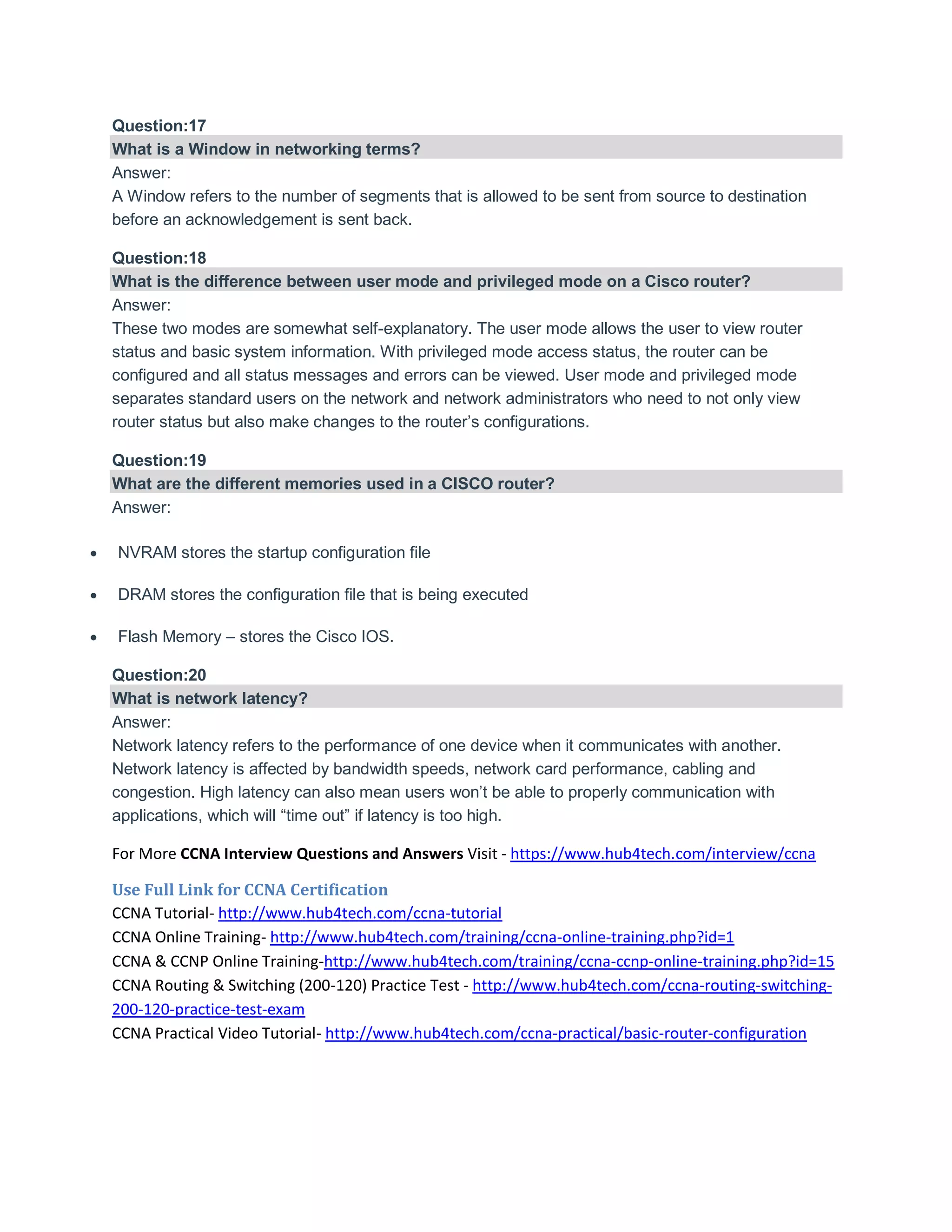Top 20 ccna interview questions and answers pdf | PDF