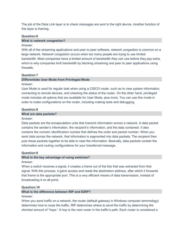 Top 20 ccna interview questions and answers pdf | PDF
