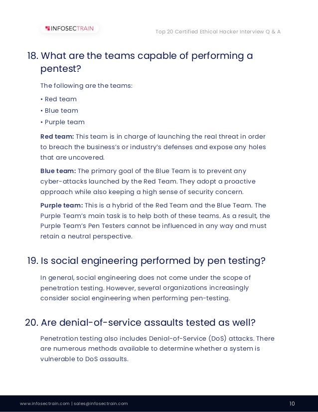 Top 20 certified ethical hacker interview questions and answer | PDF