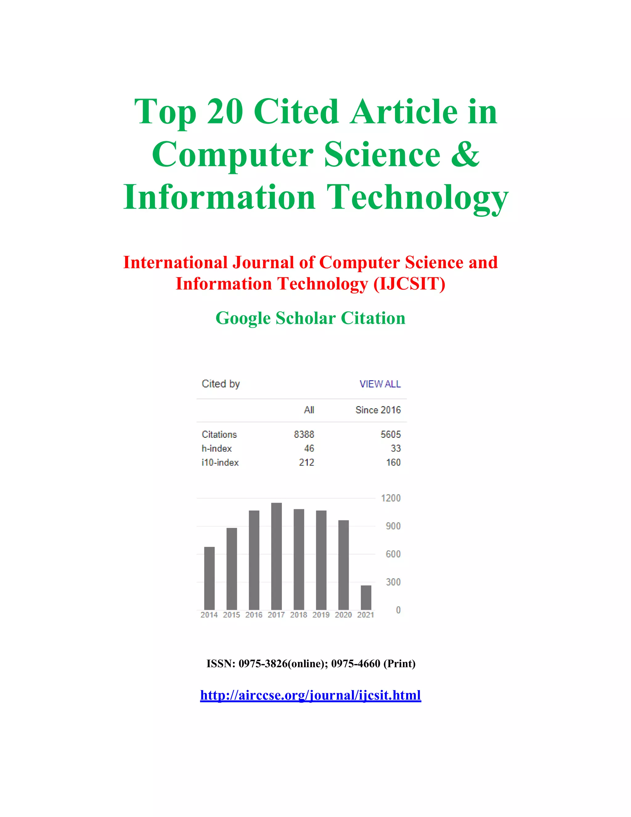 Top 20 Cited Article in Computer Science & Information Technology | PDF