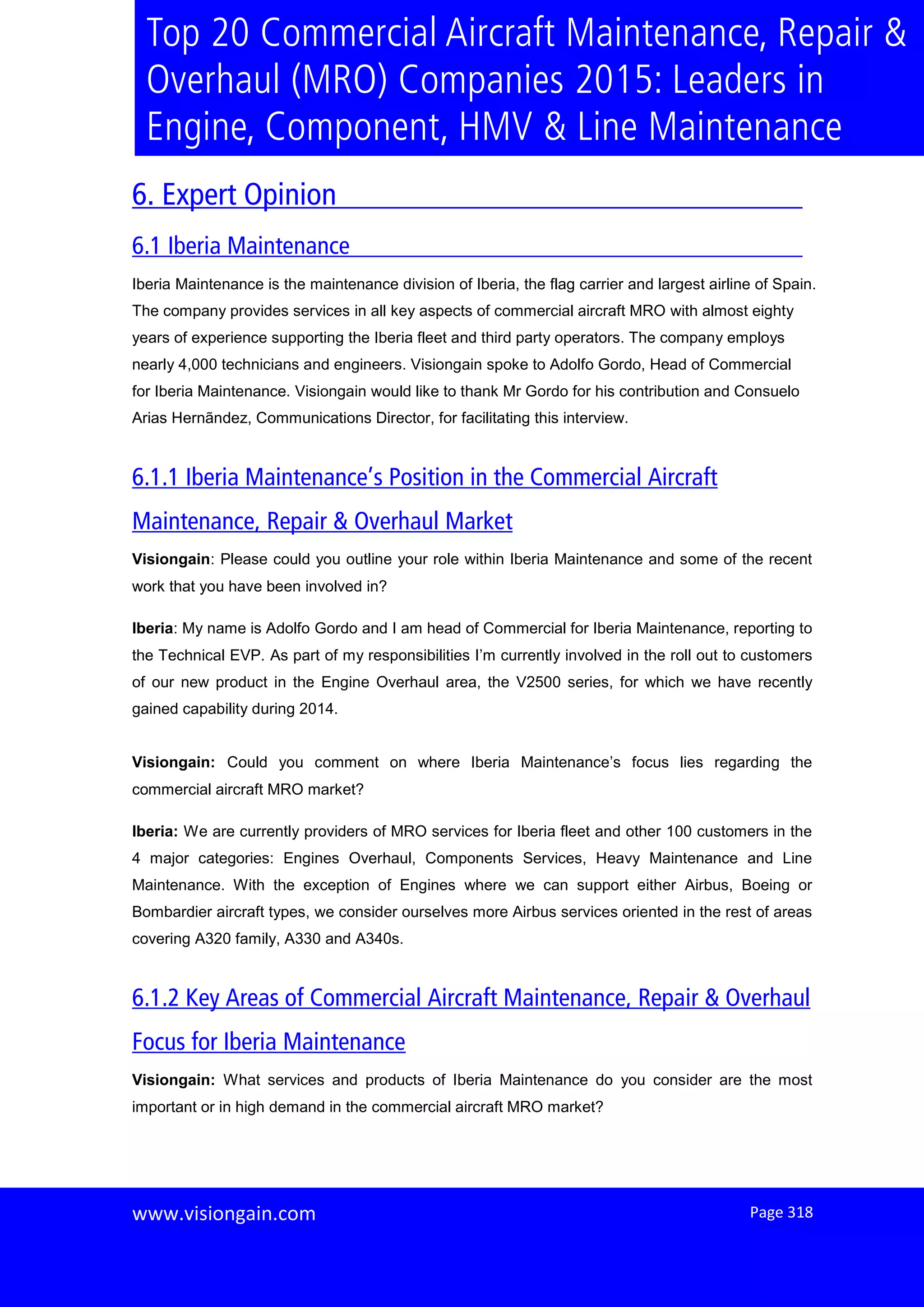 Top 20 commercial aircraft maintenance, repair & overhaul (mro ...