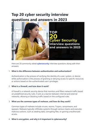 Top 20 cyber security interview questions and answers in 2023.pdf | Operating Systems | Computer ...