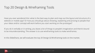 Top 20 Design & Wireframing Tools | PDF