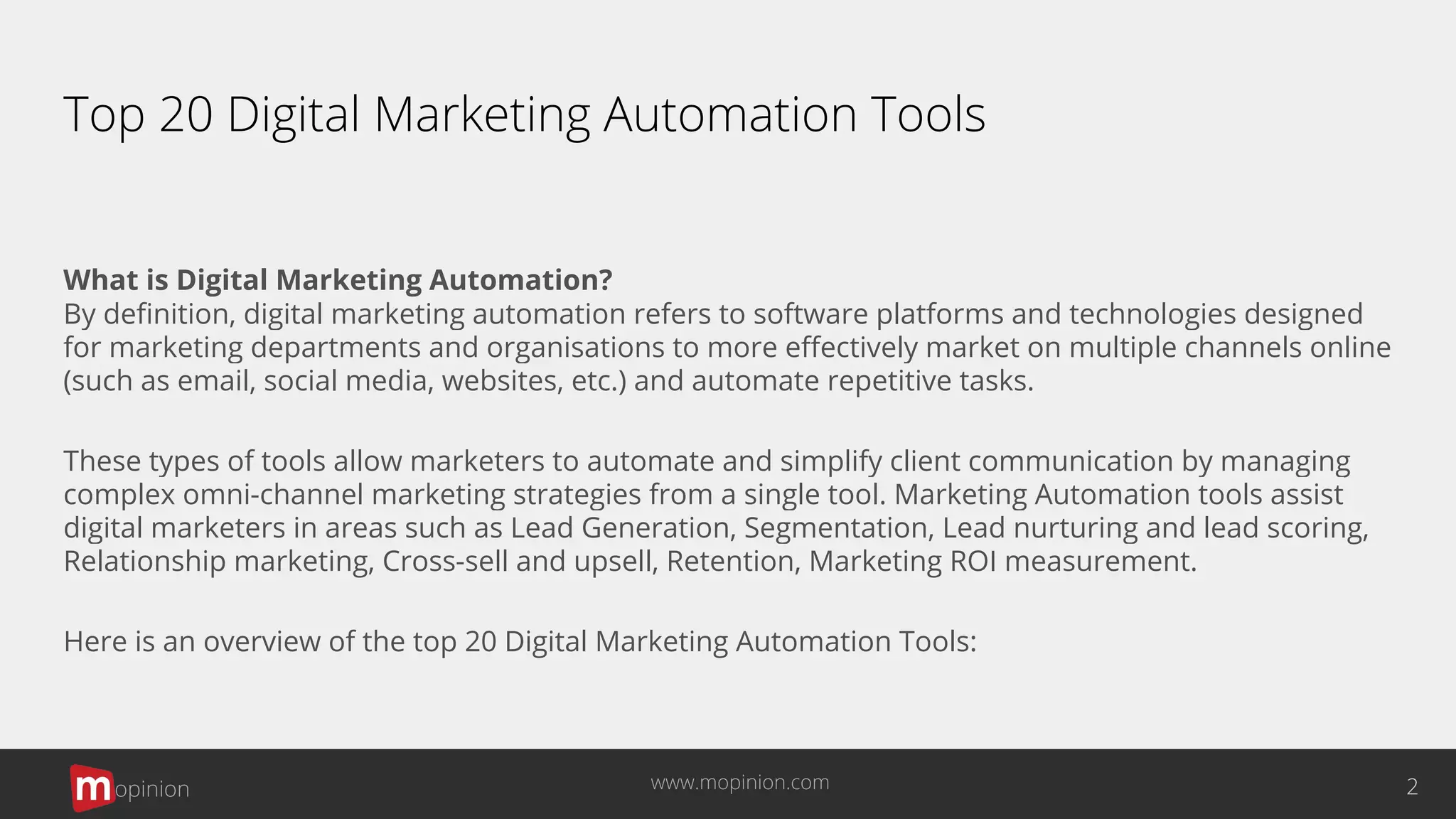 Top 20 Digital Marketing Automation Tools | PPT