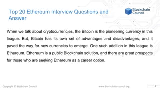 Top 20 Ethereum Interview Questions & Answers | PPTX