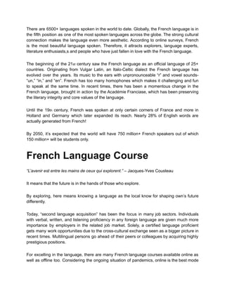 Top 20 French Language Interview Questions and Answers | PDF