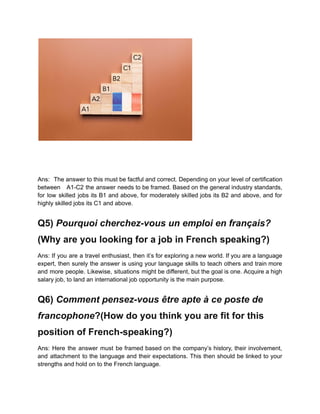 Top 20 French Language Interview Questions and Answers | PDF
