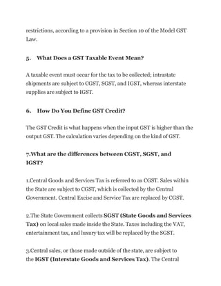 Top 20 GST Interview Questions and Answers in 2023 | Academy Tax4wealth ...
